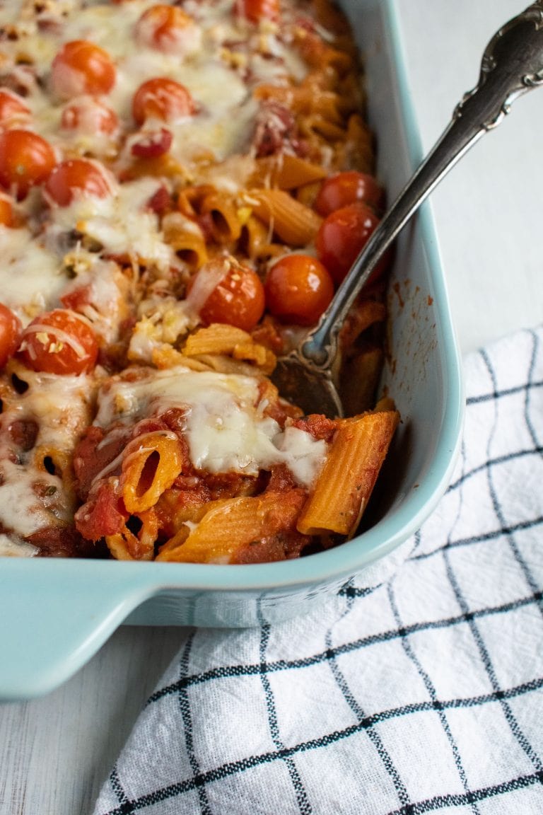 No Boil Pasta Bake (with Raw Pasta) - Humbly Homemade
