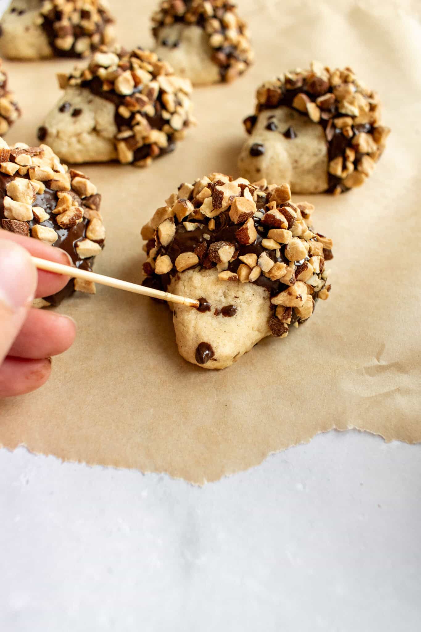 Hedgehog Cookies with Chocolate and Almonds - Humbly Homemade