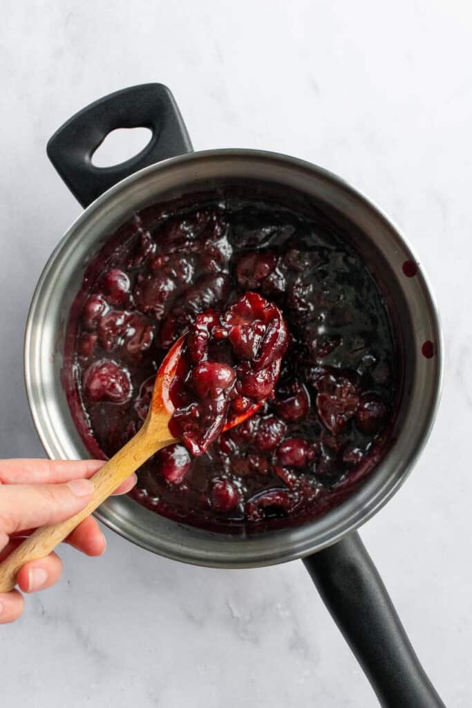 Baked Cherry Cheesecake with a Homemade Cherry Sauce Swirl - Humbly ...