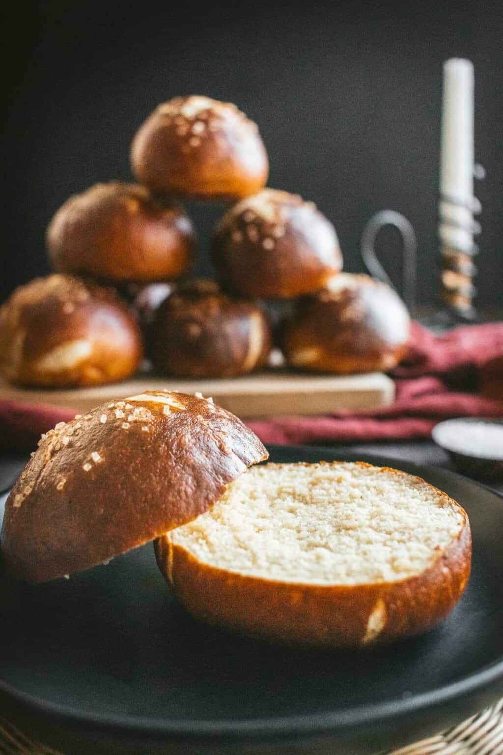 Soft Homemade Pretzel Buns for Burgers and Sliders - Humbly Homemade