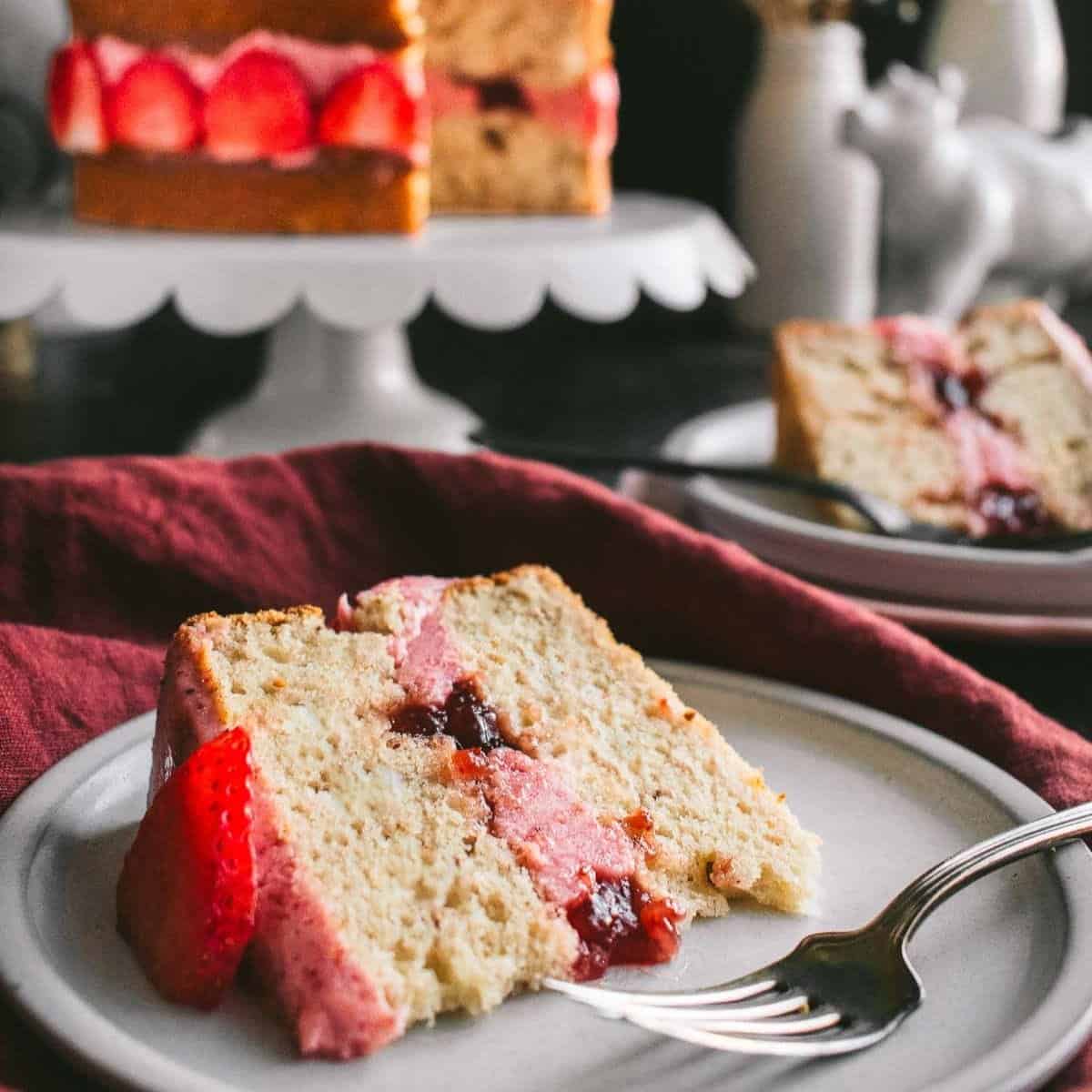 Strawberry Cake with Freeze Dried Strawberries
