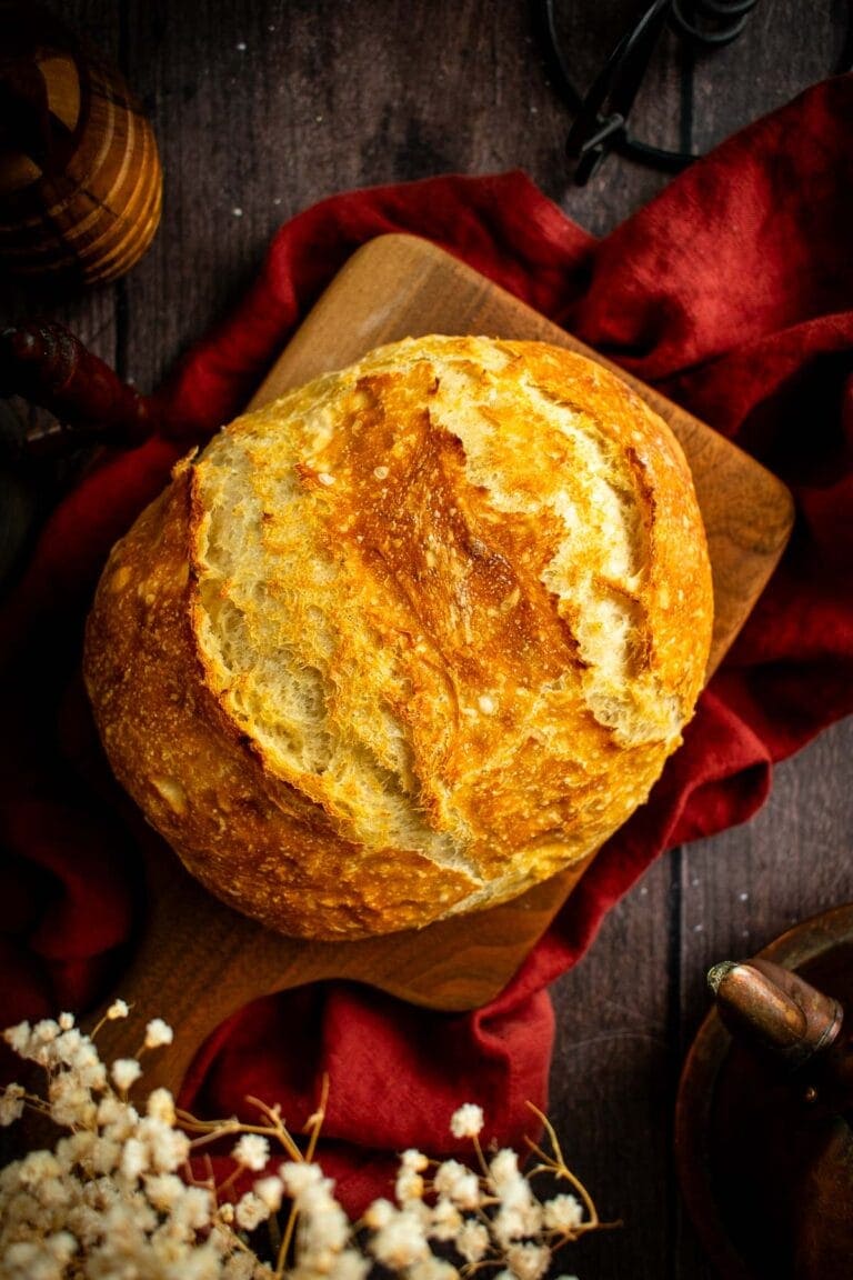 No-Knead Overnight Artisan 3 Ingredient Bread - Humbly Homemade