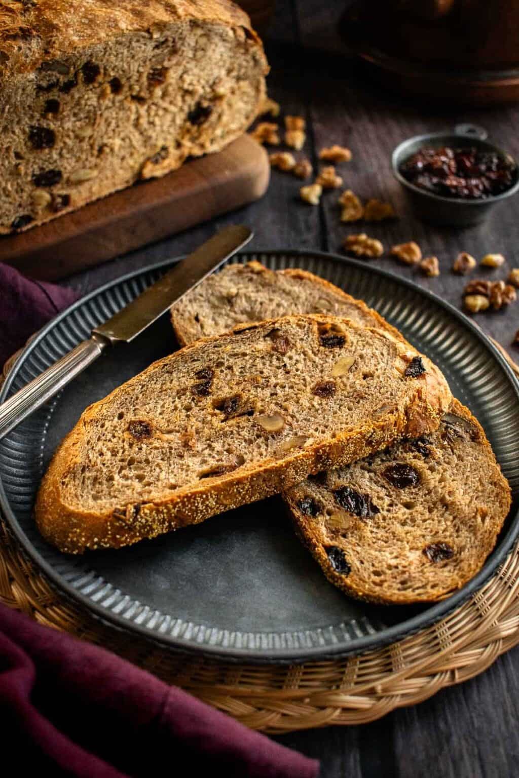 No-Knead Cinnamon Walnut Raisin Bread - Humbly Homemade