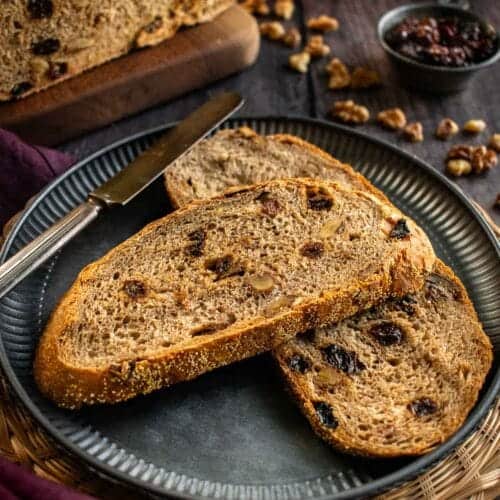 No-Knead Cinnamon Walnut Raisin Bread - Humbly Homemade