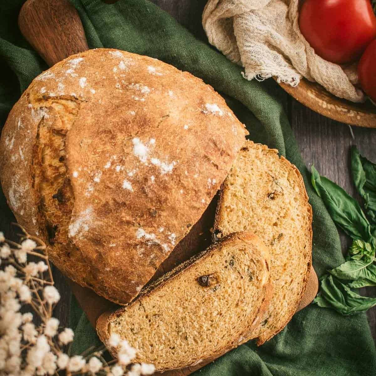 Rustic Tomato Basil Bread (Dutch Oven) - Humbly Homemade